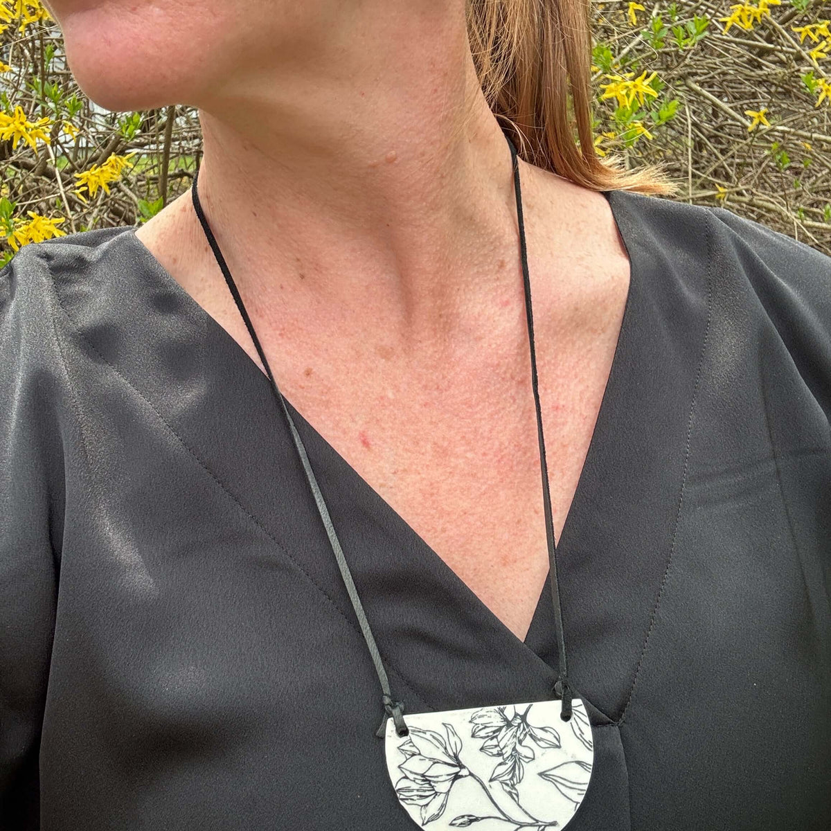 Stunning Magnolia Necklace - Handmade Porcelain Jewelry – Hudson Ceramics